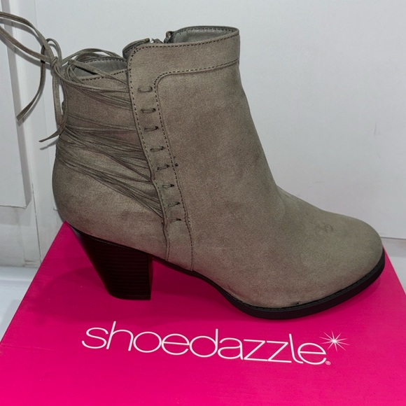 Shoe Dazzle | Shoes | New Shoedazzle Grey Tie Booties | Poshmark